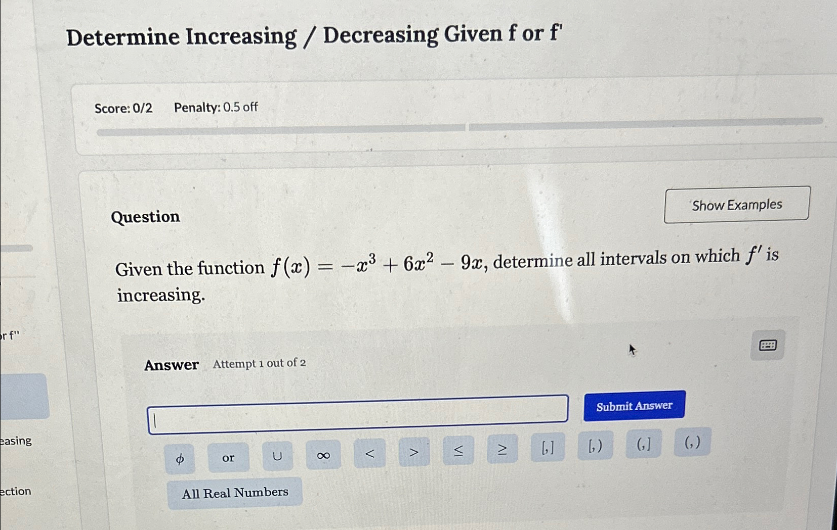 Solved Determine Increasing / ﻿Decreasing Given f ﻿or | Chegg.com