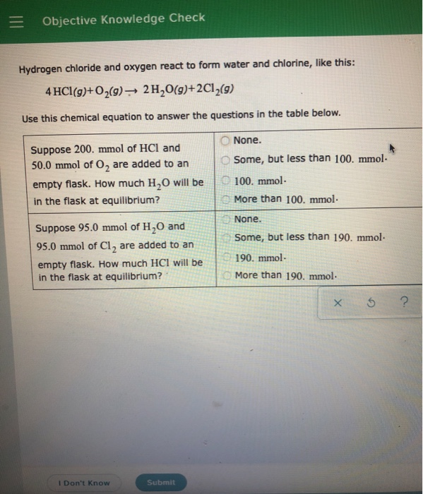 Solved Objective Knowledge Check Hydrogen chloride and | Chegg.com
