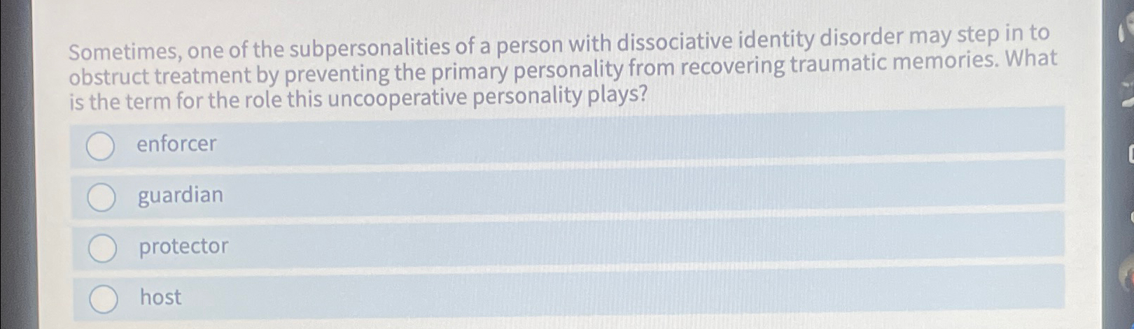 Solved Sometimes, one of the subpersonalities of a person | Chegg.com