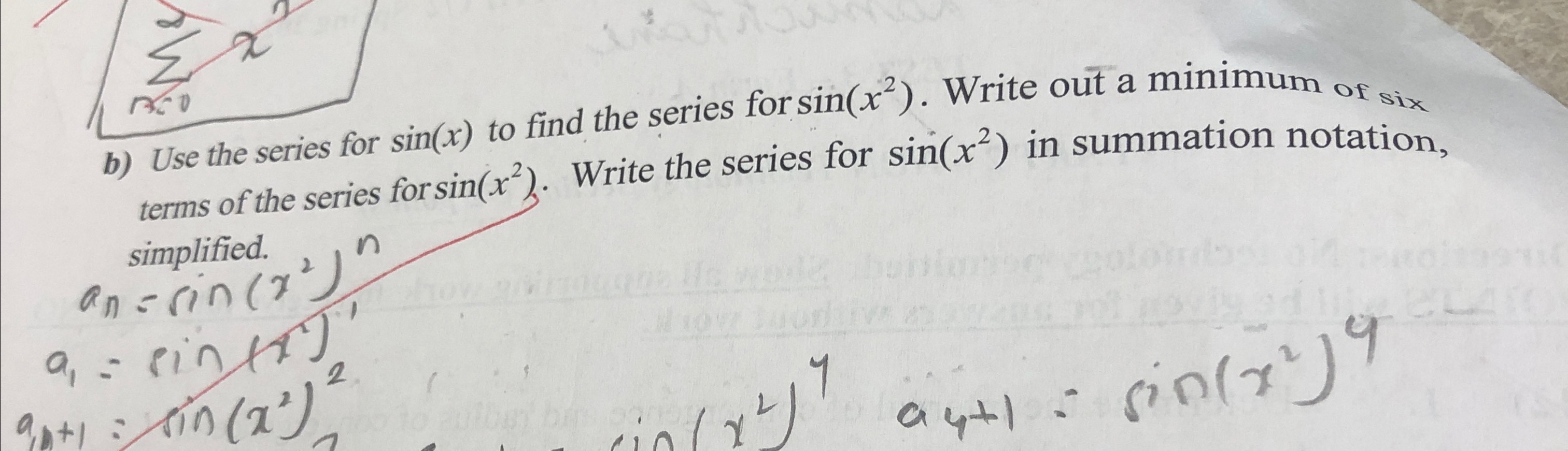 Solved b) ﻿Use the series for sin(x) ﻿to find the series for | Chegg.com