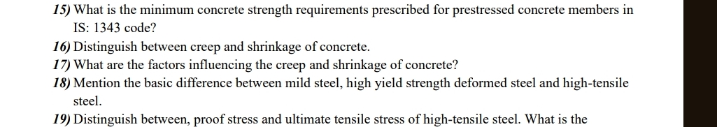 Solved What is the minimum concrete strength requirements | Chegg.com