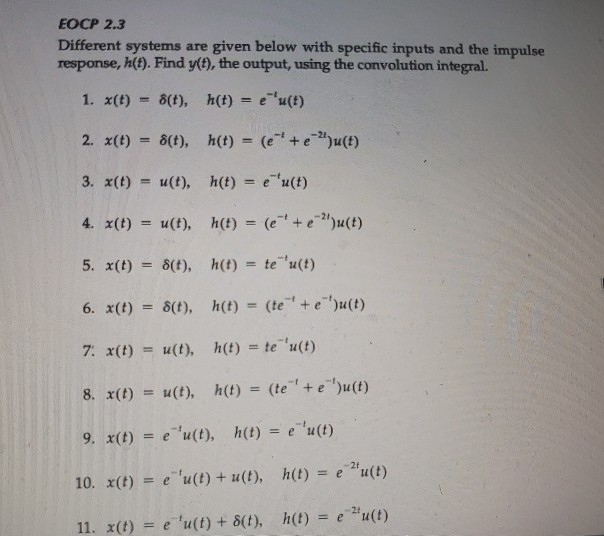 Solved EOCP 2.3 Different systems are given below with | Chegg.com