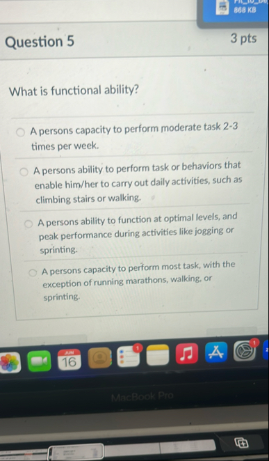 Solved 868 ﻿KBQuestion 53 ﻿ptsWhat is functional ability?A | Chegg.com