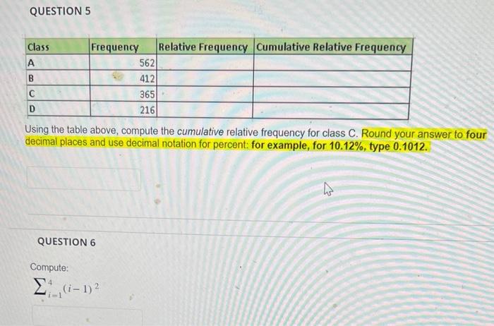 Solved QUESTION 5 Using the table above, compute the | Chegg.com