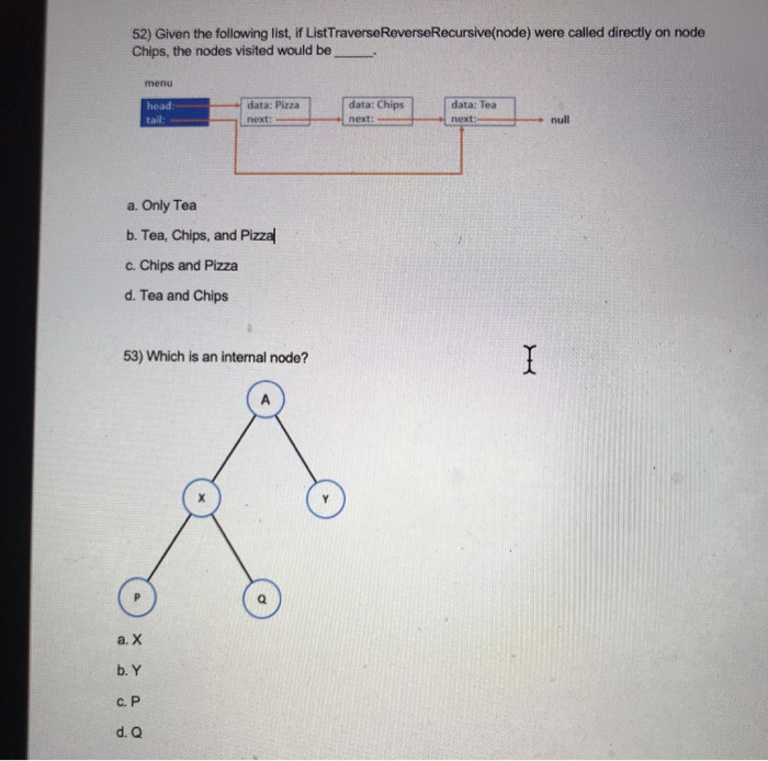 Solved 52) Given the following list, if List Traverse | Chegg.com