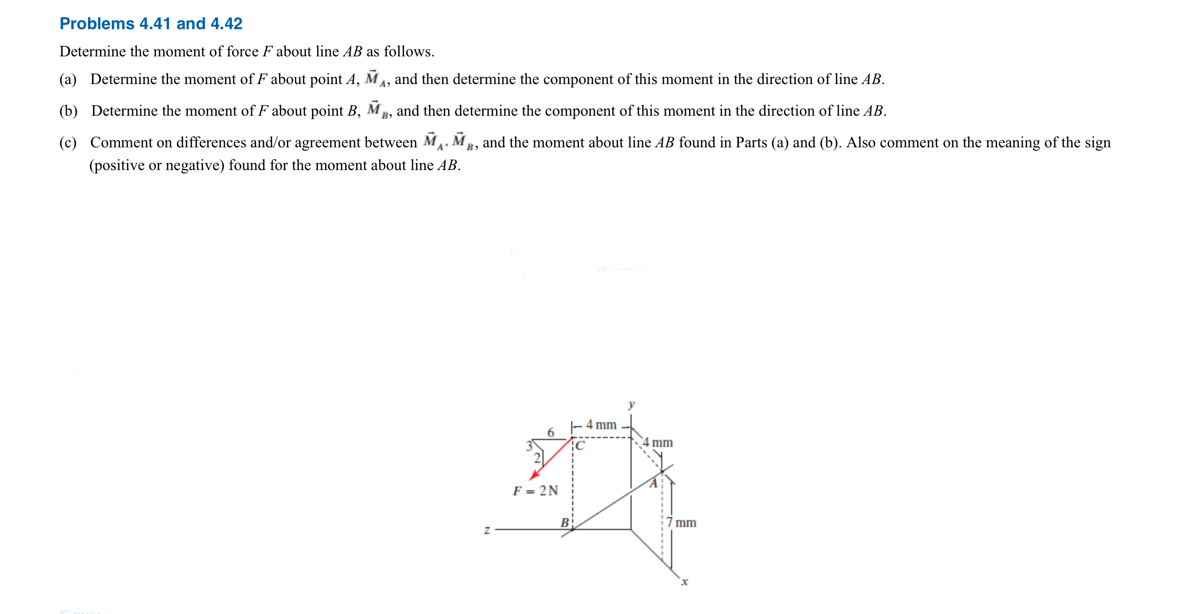Solved Problems 4.41 ﻿and 4.42Determine the moment of force | Chegg.com