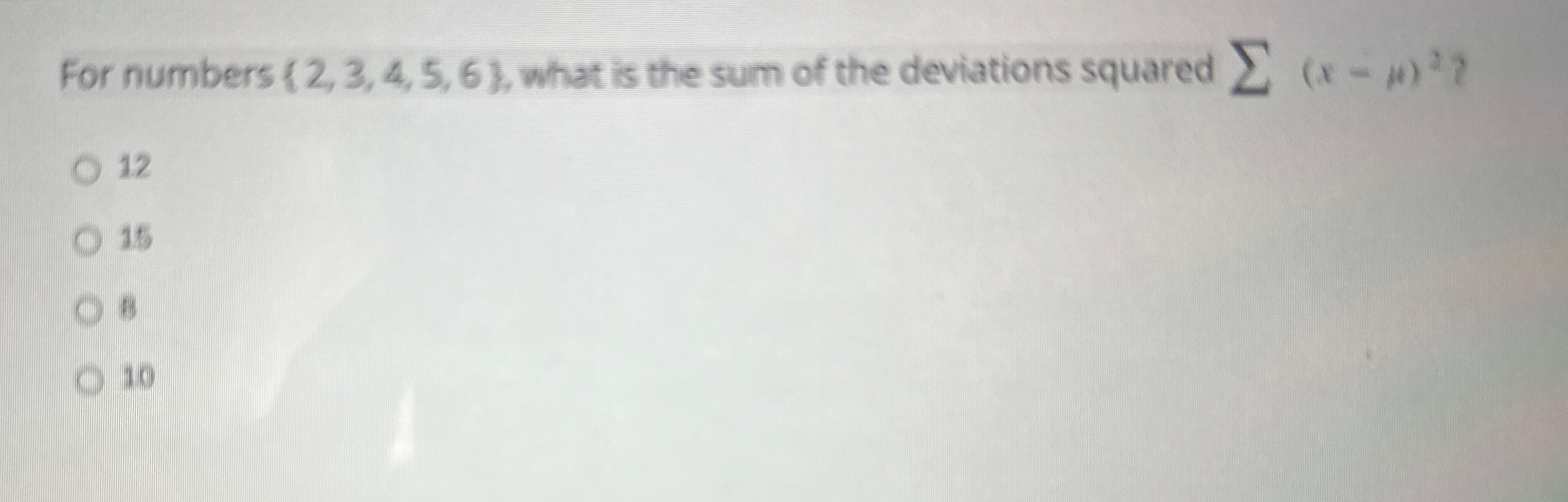 Solved For numbers {2,3,4,5,6}, ﻿what is the sum of the | Chegg.com