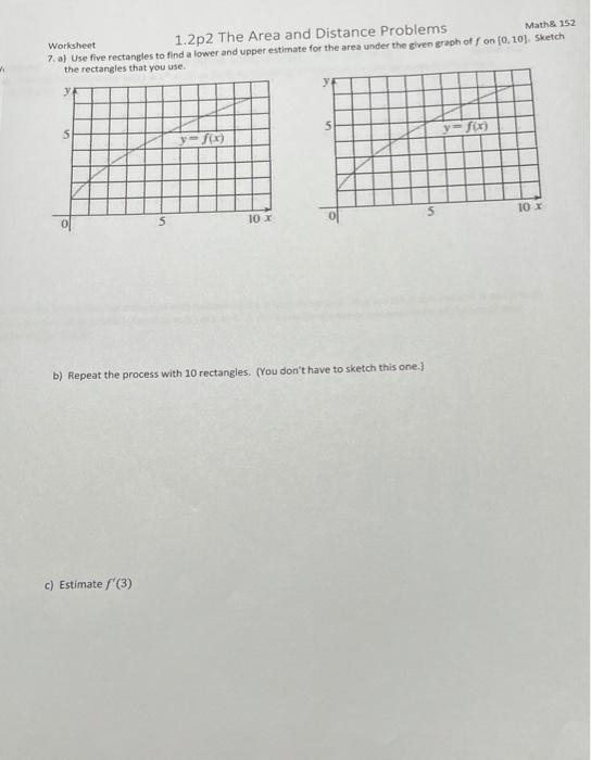 Solved Worksheet 1.2p2 The Area and Distance Problems Math & | Chegg.com