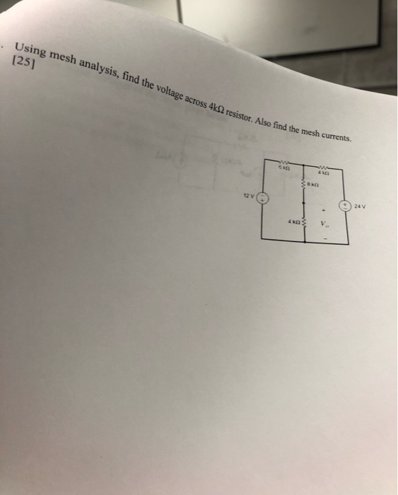 Solved Using mesh analysis, find the voltage across 4k | Chegg.com