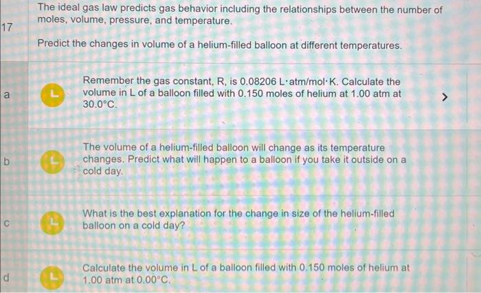 Solved The ideal gas law predicts gas behavior including the | Chegg.com
