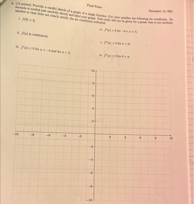 Solved 6. (12 points) Provide a careful sketch labeled or | Chegg.com Solved 6. (12 points) Provide a careful sketch labeled or | Chegg.com