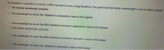 Solved To establish a standard curve for a BSA standard | Chegg.com