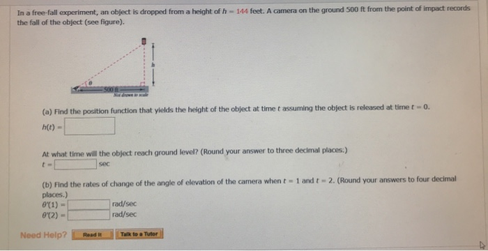 Solved In a free-fall experiment, an object is dropped from | Chegg.com