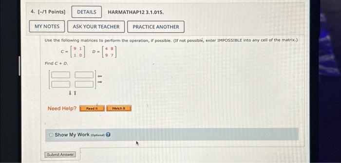Solved Use the following matrices to perform the operation, | Chegg.com