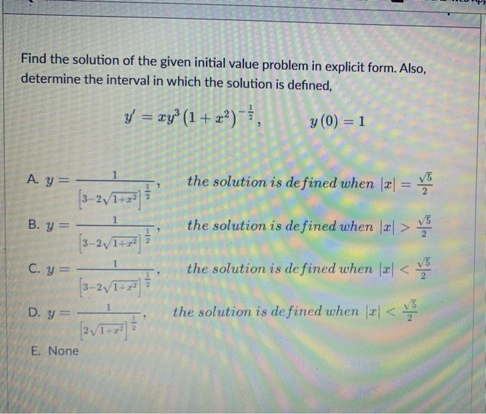 Solved Find the solution of the given initial value problem | Chegg.com