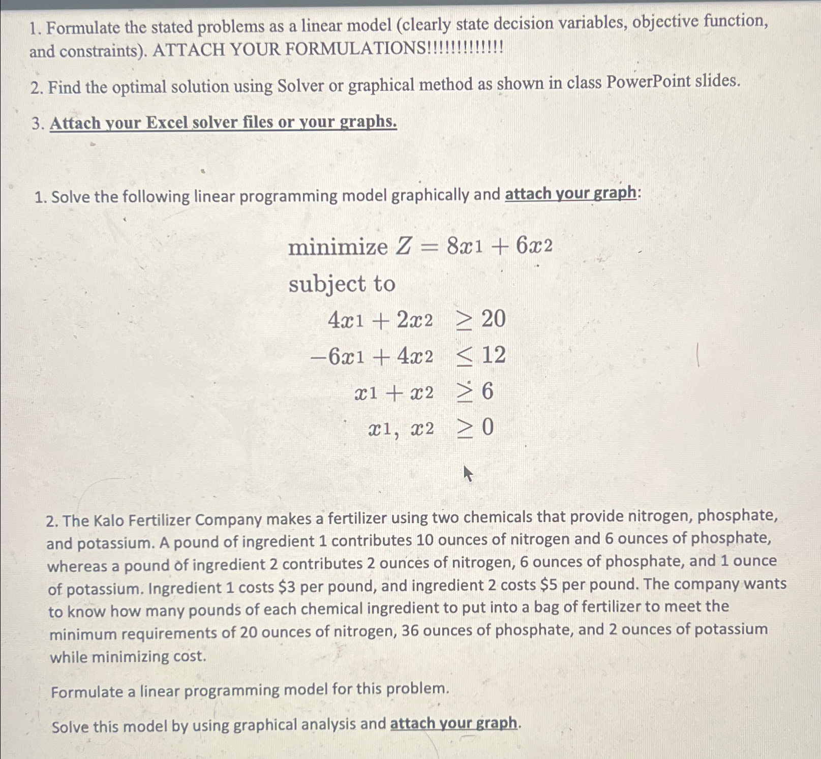 Solved Formulate the stated problems as a linear model | Chegg.com