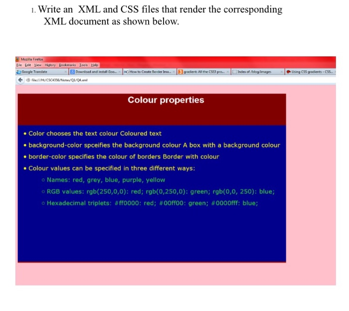 Solved 1 Write An Xml And Css Files That Render The 6828