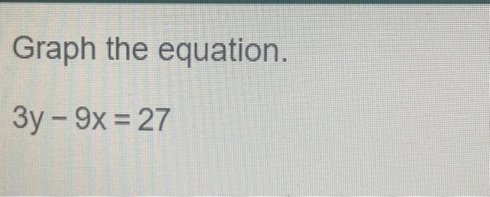 Solved Graph the equation. 3y−9x=27 | Chegg.com