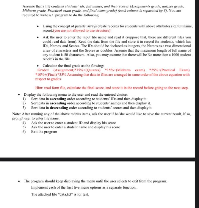 Solved can you solve this project in a simple c program | Chegg.com