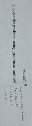 Solved Variant 9Solve the problem using graphical method. | Chegg.com