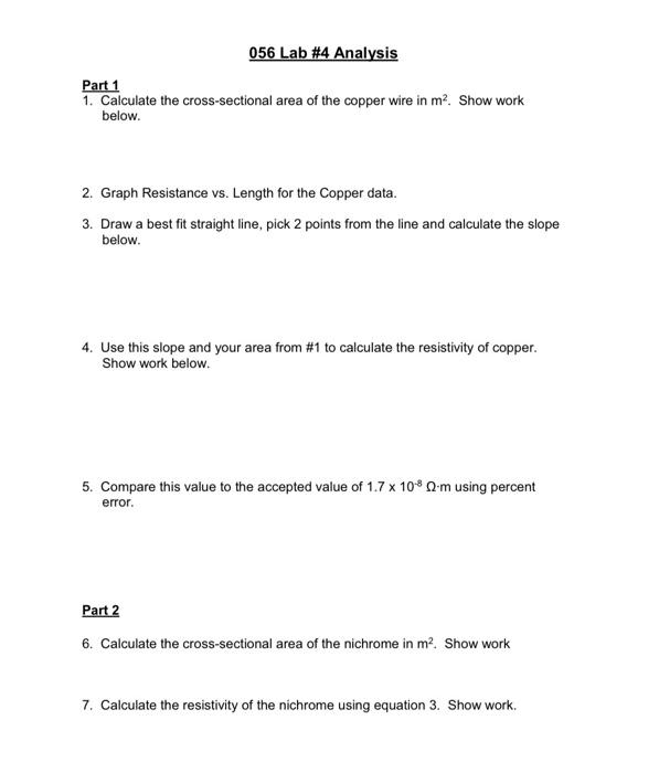 Solved College Physics 2 Lab #4 Resistance Objective: To | Chegg.com