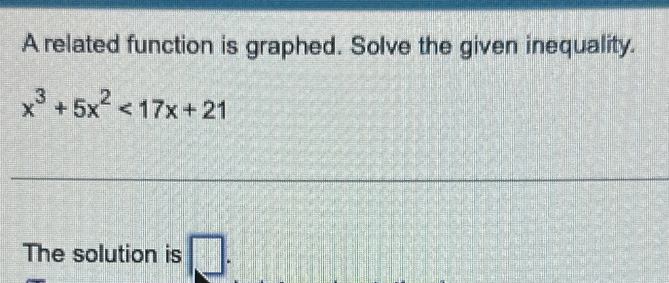 Solved A related function is graphed. Solve the given | Chegg.com
