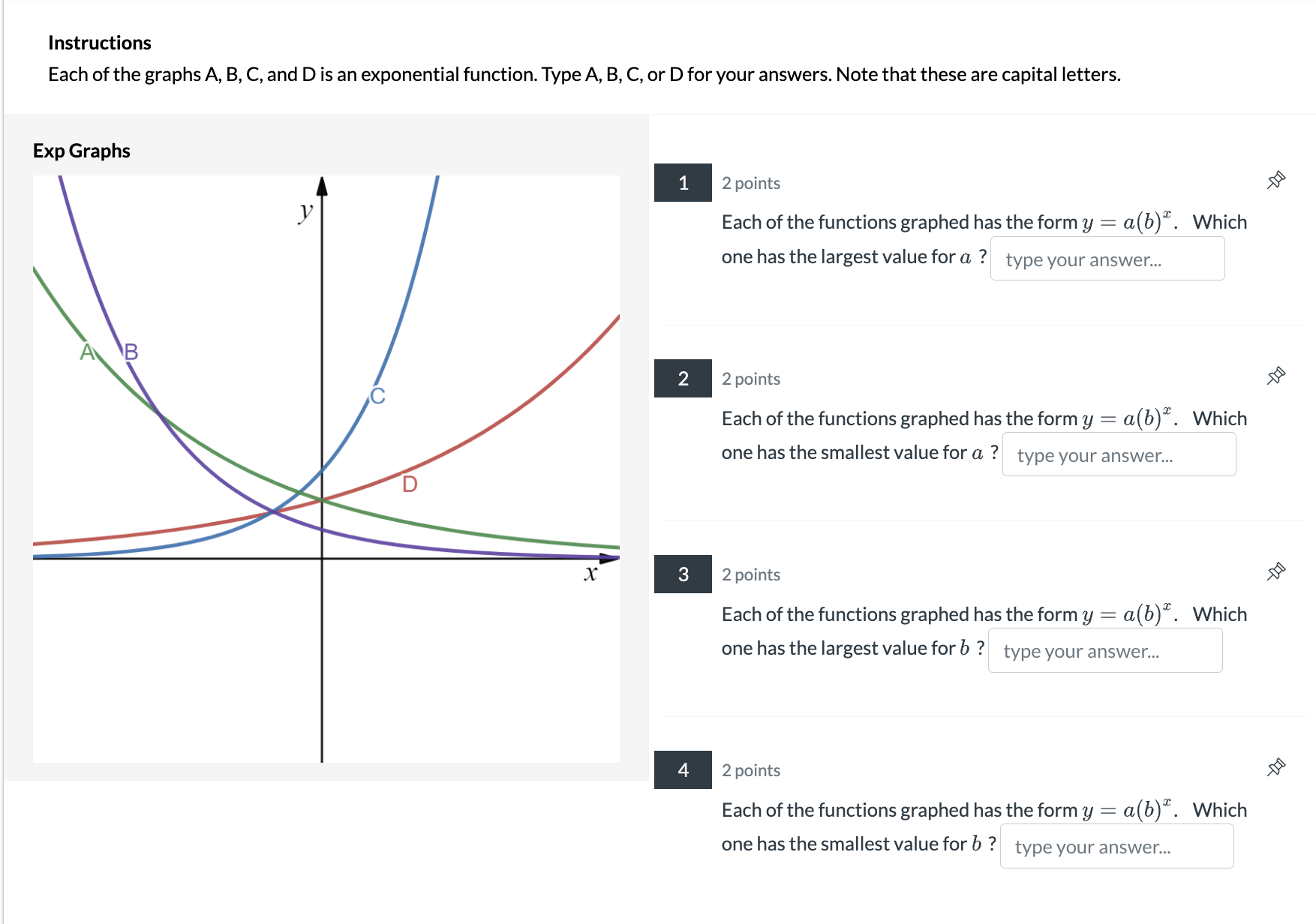 Solved 42 ﻿pointsEach of the functions graphed has the form | Chegg.com