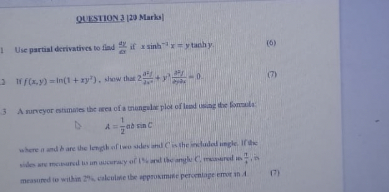 Solved QUESTION 31 (20 ﻿Marks)1 ﻿Use partial derivatives to | Chegg.com