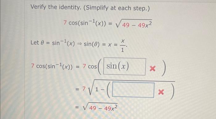 Solved Verify the identity. (Simplify at each step.) | Chegg.com