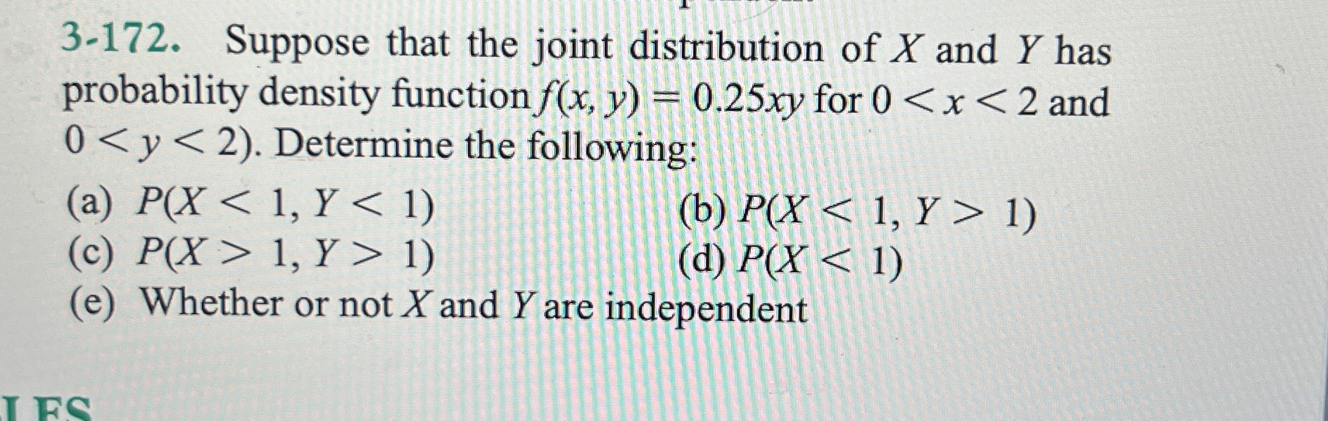 Solved 3-172. ﻿Suppose that the joint distribution of x ﻿and | Chegg.com