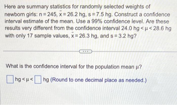 Solved Here are summary statistics for randomly selected | Chegg.com