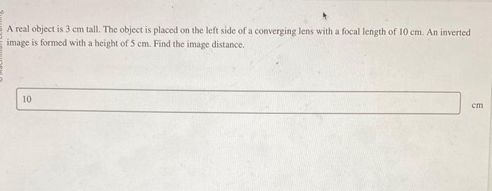 Solved A real object is 3 cm tall. The object is placed on | Chegg.com