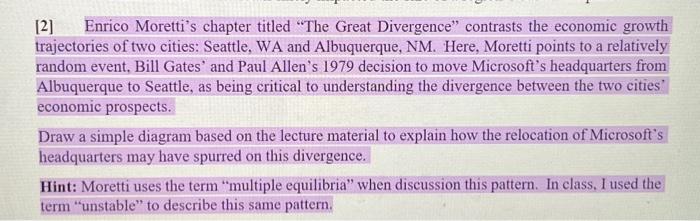 Solved [2] Enrico Moretti's chapter titled "The Great | Chegg.com