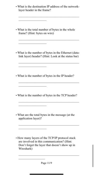 Solved - What is the destination IP address of the | Chegg.com