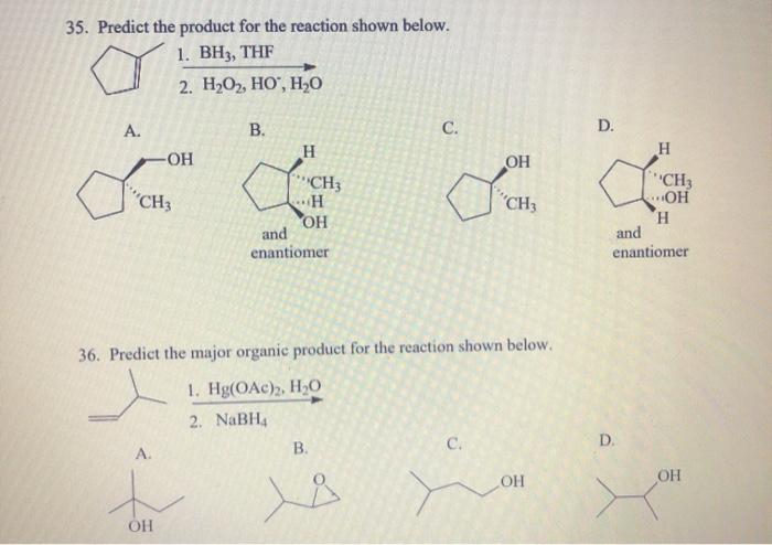 Solved 33. Predict the major organic product. 1. Sia BH 2, | Chegg.com