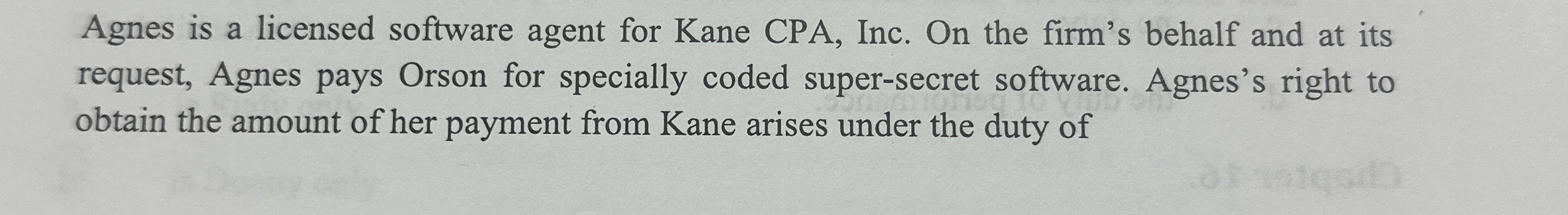 Solved Agnes is a licensed software agent for Kane CPA, Inc. | Chegg.com