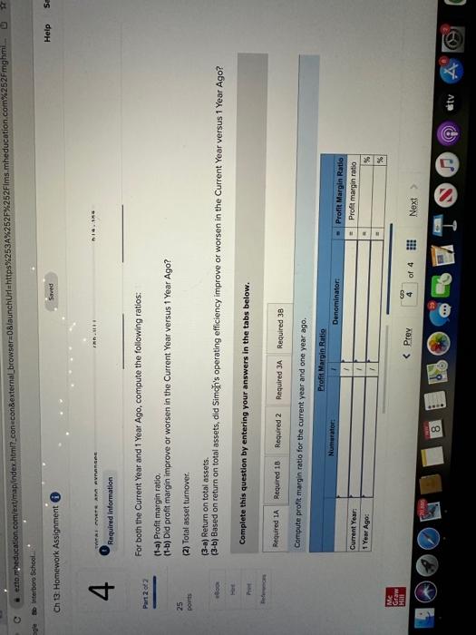Solved For both the current year and 1 year ago, compute the | Chegg.com