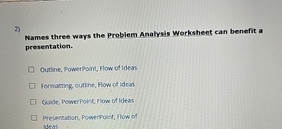 Solved Names three ways the Problem Analysis Worksheet can | Chegg.com