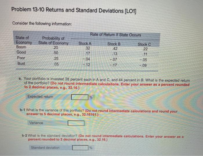 Solved Problem 13-10 Returns and Standard Deviations [LO1] | Chegg.com