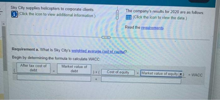 Solved Sky City supplies helicopters to corporate clients. | Chegg.com