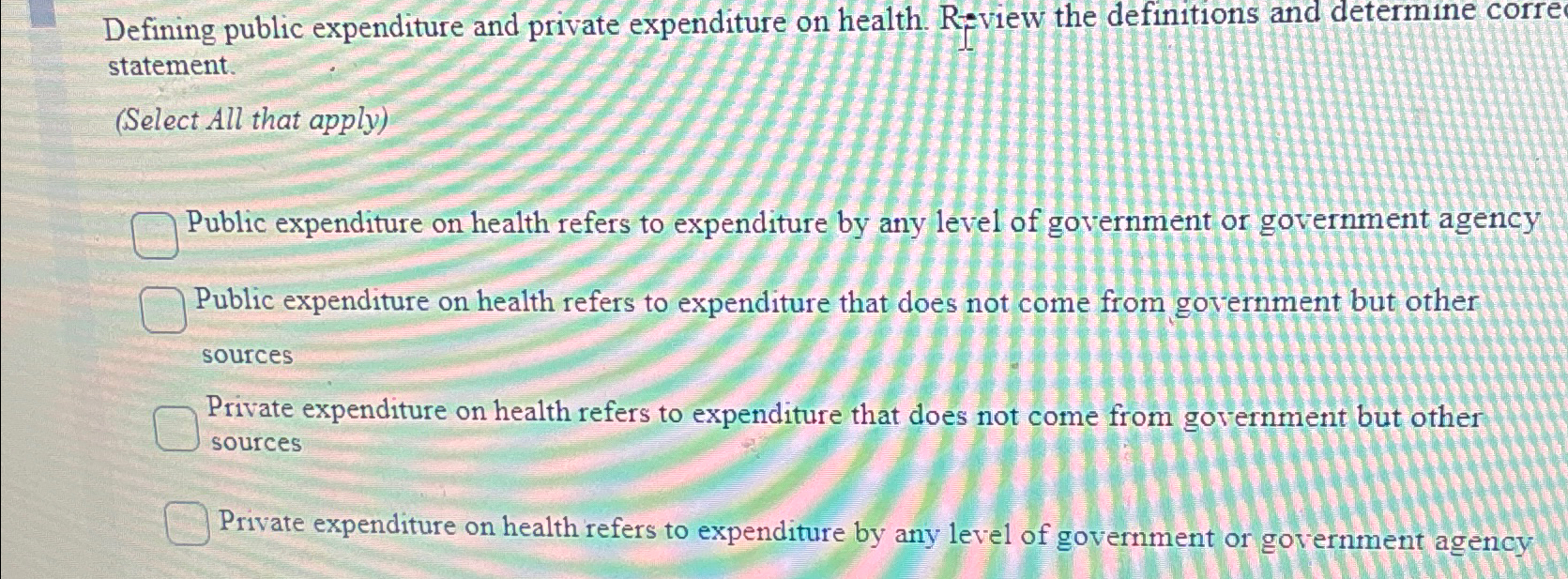 Solved Defining public expenditure and private expenditure | Chegg.com