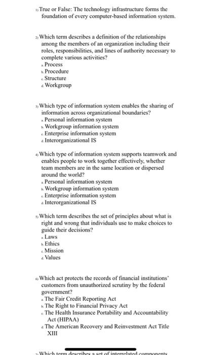 Solved क Which term deseribes a set of interrelated | Chegg.com