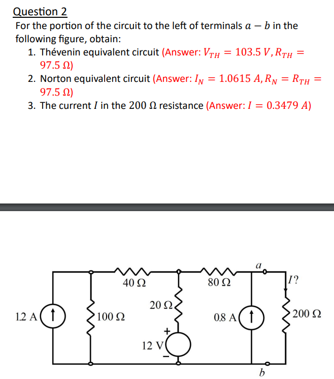 Solved Question 2For the portion of the circuit to the left | Chegg.com