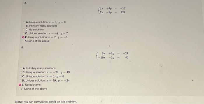 Solved For each system, determine whether it has a unique | Chegg.com