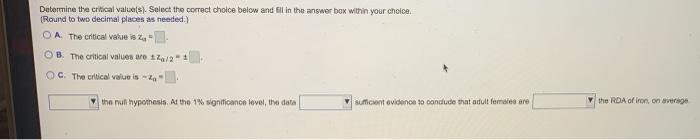 Solved The recommended detary allowance (RDA) of iron for | Chegg.com