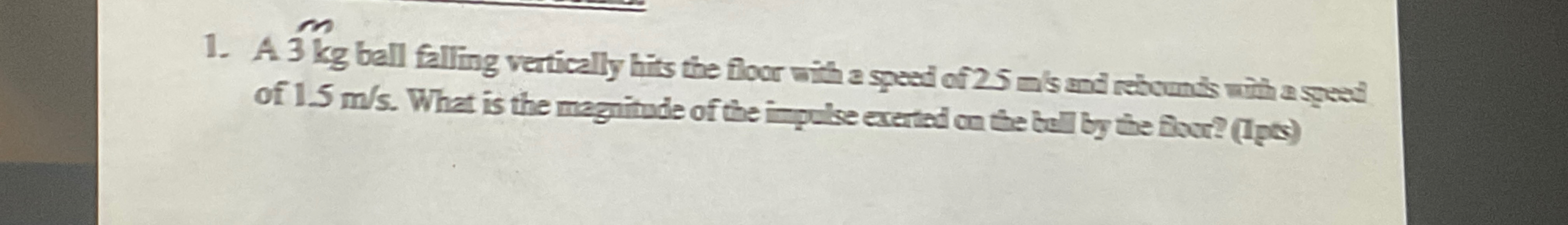 Solved A 3kg ﻿ball falling vertically his the flocr with a | Chegg.com