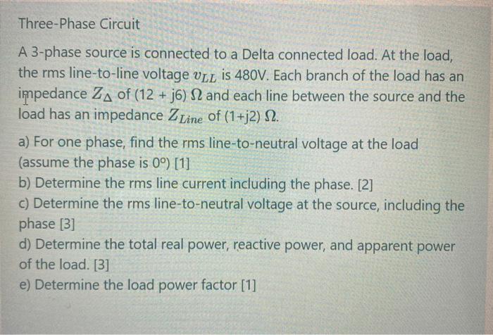Solved Three-Phase Circuit A 3-phase source is connected to | Chegg.com