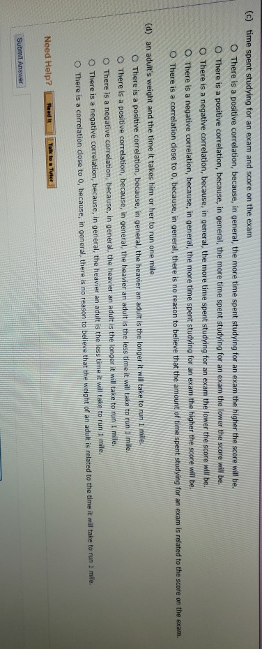 Solved For each of the following pairs of variables, | Chegg.com