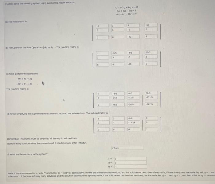 Solved if poent Solve the following rytem uting axgmented | Chegg.com
