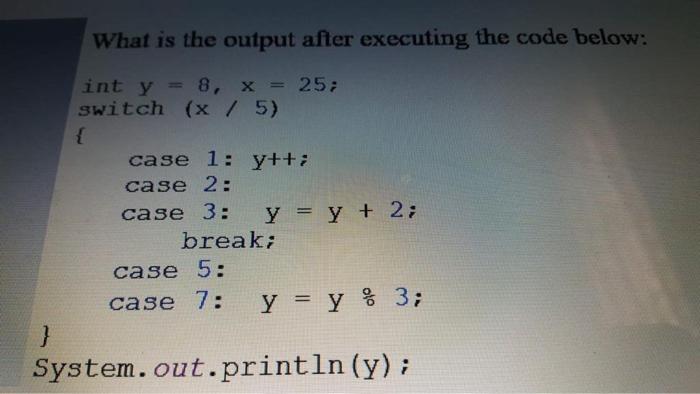 Solved What is the output after executing the code below: | Chegg.com